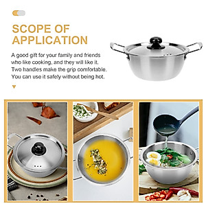 Korean Ramen Noodle Pot, 16 cm Stainless Steel Stockpot Soup Cooking Pot with Lid, Nonstick Saucepan Small Pasta Pot, Camping Cookware for Stovetop