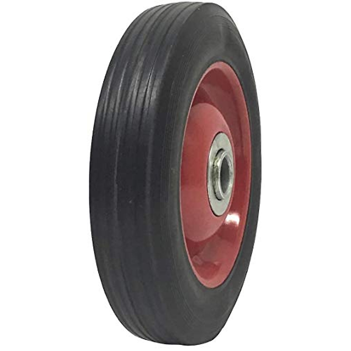 Solid Rubber Flat Free Tire 6" x 1.5" Hand Truck Wheel - 1.25" Offset Hub – 5/8" Axle - 350 lbs Capacity