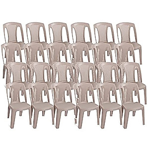 Zilpoo Set of 4 - Plastic Stackable Chairs, Outdoor Patio Armless Stacking Chairs for Outside Lawn Parties and Picnics