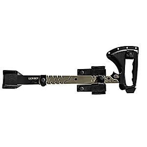 Gerber Gear 30-000715N Downrange Tactical Tomahawk, Multitool Hammer Head Axe and Prybar, Included Sheath, Brown/Black
