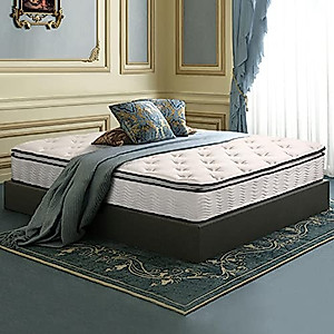 EASELAND King Size Mattress - 12 inch Bamboo Pillow Top Hybrid Mattress in a Box, Innerspring & CoolingGel Memory Foam Mattresses for Supportive & Pressure Relief, Medium Firm