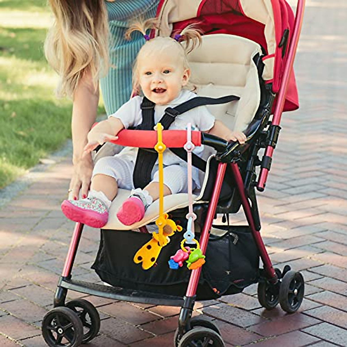 Toy Straps for Baby 5PK Silicone Toy Leash Holder for Stroller HighChairs Car seat, Secure-A-Toy Adjustable Length to Keep Toys Clean