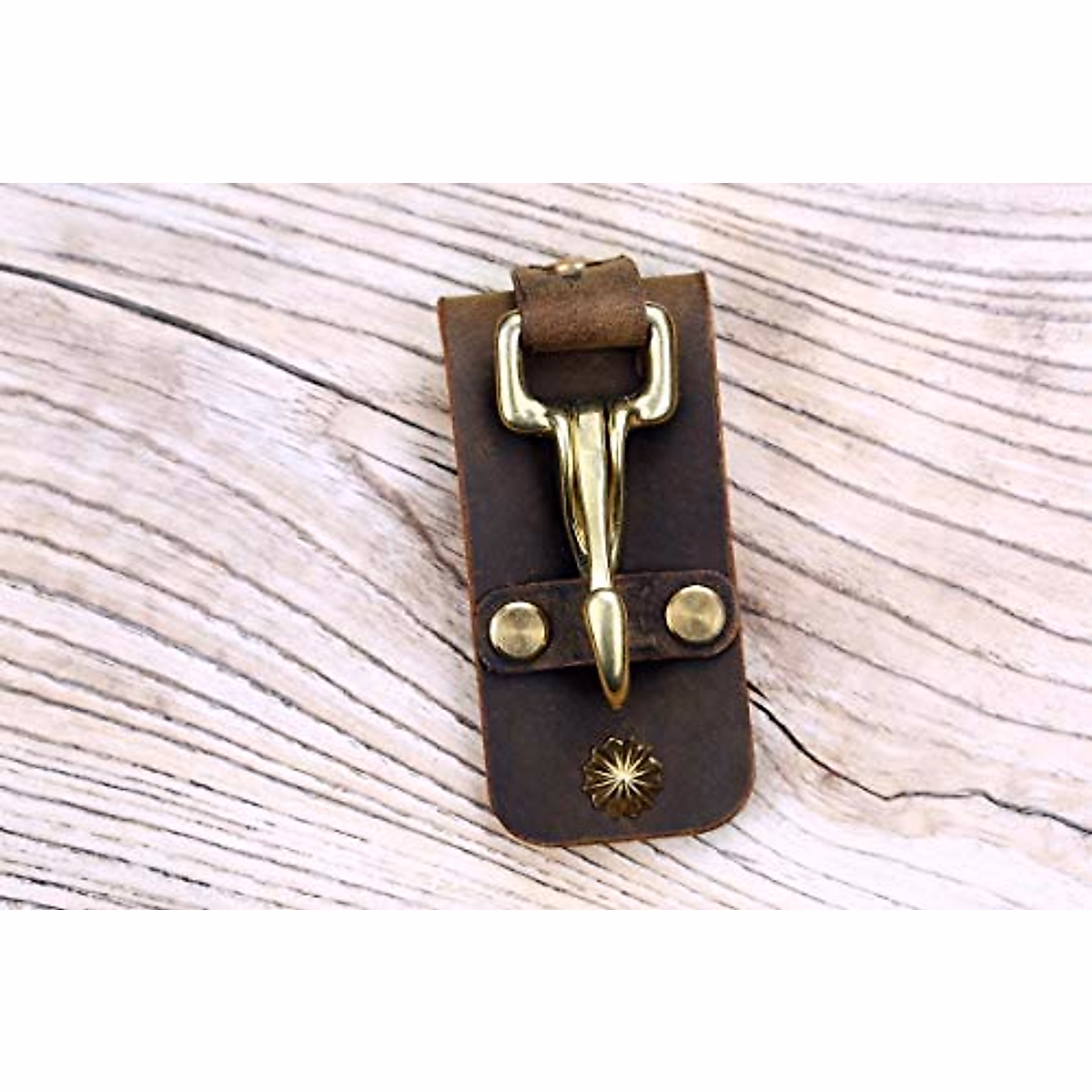 Heavy duty full grain leather belt key clip, retro distressed leather belt key holder - BA05KC