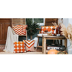 All Smiles Outdoor Pillow Covers Fall Patio Orange Throw Pillow Covers 18x18 Fall Decor Boho Furniture Pillow Cases Decorative Cushion Set of 4 for Home Porch Chair Couch Sofa Living Room Geometric
