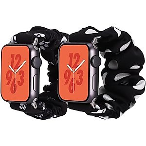 [2 Pack] Scrunchie Band Compatible with Kids Apple Watch Band 38mm 40mm 41mm & 42mm 44mm 45mm,Cute Printed Elastic Solo Loop Bands for iWatch Series 9/8/7/6/5/4/3/SE/SE2/Ultra 2/Ultra,Boys & Girls