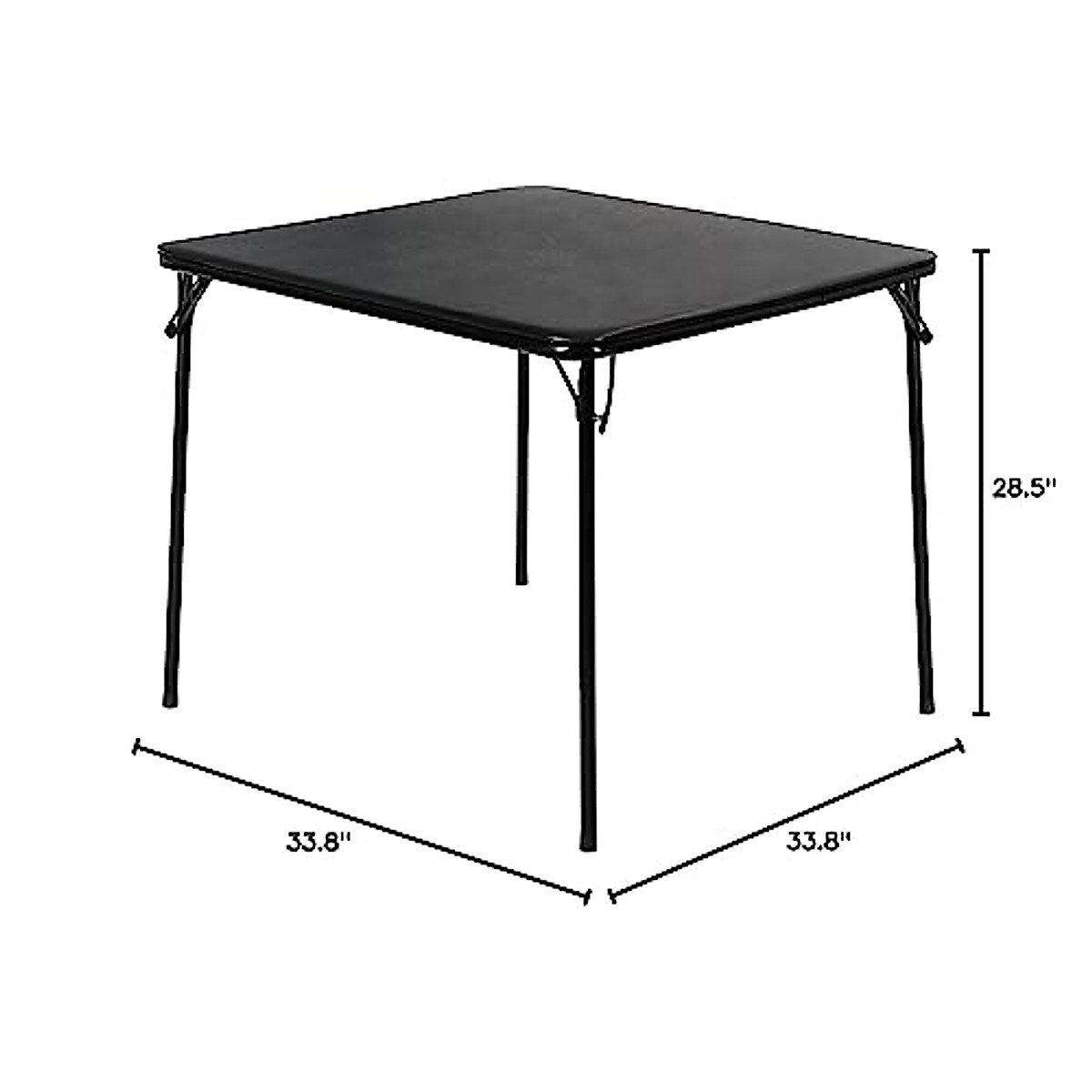 VECELO 34'' Portable Folding Card Table Square with Collapsible Legs & Vinyl Upholstery, Metal, Black