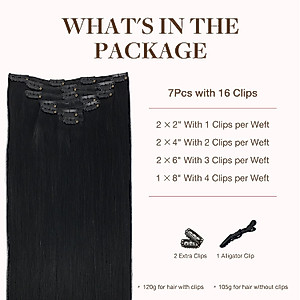 GOO GOO Hair Extensions Real Human Hair New Dark Brown 7pcs 115g 20 Inch Hair Extensions Real Hair Extensions Clip in Human Hair Straight Thick Hair Extensions for women