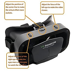 UYGHHK VR Headsets, Virtual Reality Game Movie Goggles for iPhone & Android System 4.7-7.2 inch Smartphone Adjustable 3D VR Glasses with Controller