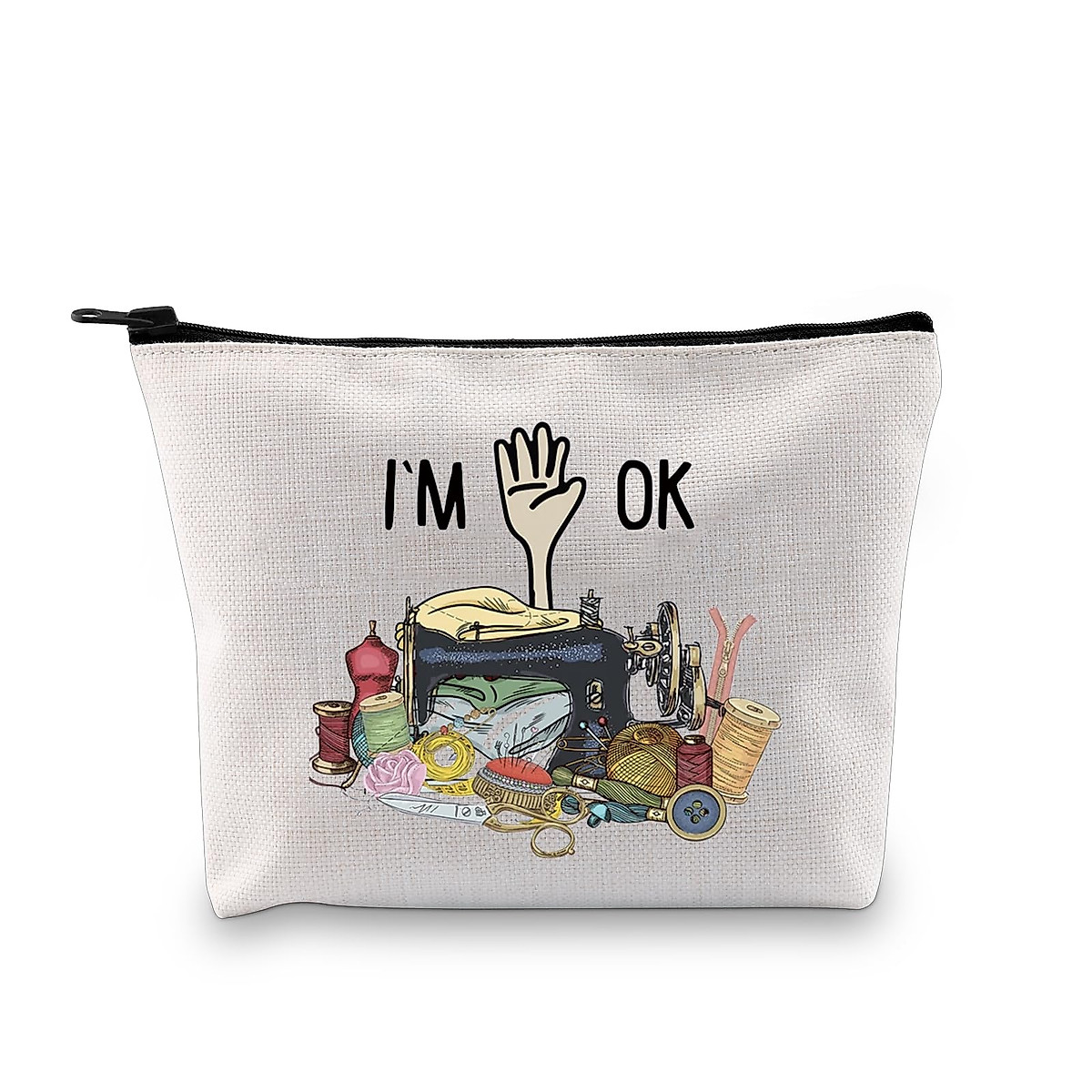GJTIM Quilting Themed Gift Sewing Gift Sewing Storage Bag Stitching Makeup Bag For Quilters Seamstress Tailors Sewing Lovers (OK Sewing Bag)