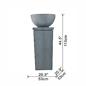 A&B Home 44" Zen Modern Outdoor Floor Standing Bowl Fountain for Garden Patio Backyard Deck Home Lawn Porch House Relaxation, Gray
