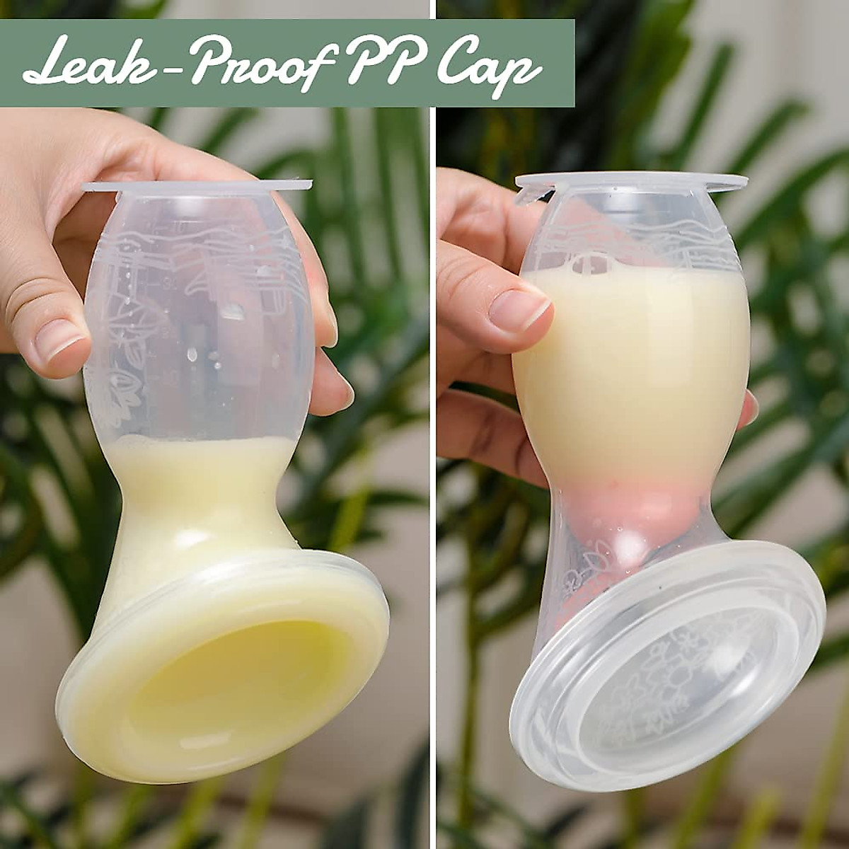 BumbleBee Manual Breast Pump with Suction Base 4oz/110ml, Silicone Breastfeeding Pump Milk Collector with Pink Heart Pump Stopper&PP lid