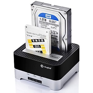 Clone Dock HDD duplicator Disk Drive Hard Reader SATA Hard Drive Docking Station USB 3.0 SSD HDD Docking Station Dual Bay for 2.5 or 3.5inch HDD with Hard Drive Duplicator/Cloner 12 TB (Docking)