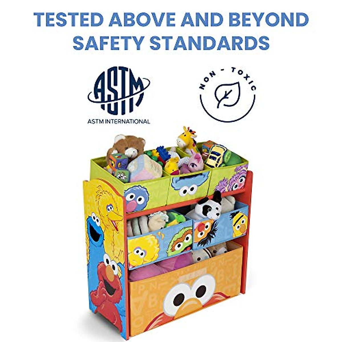 Delta Children Chair Desk with Storage Bin + Design and Store 6 Bin Toy Storage Organizer, Sesame Street (Bundle)