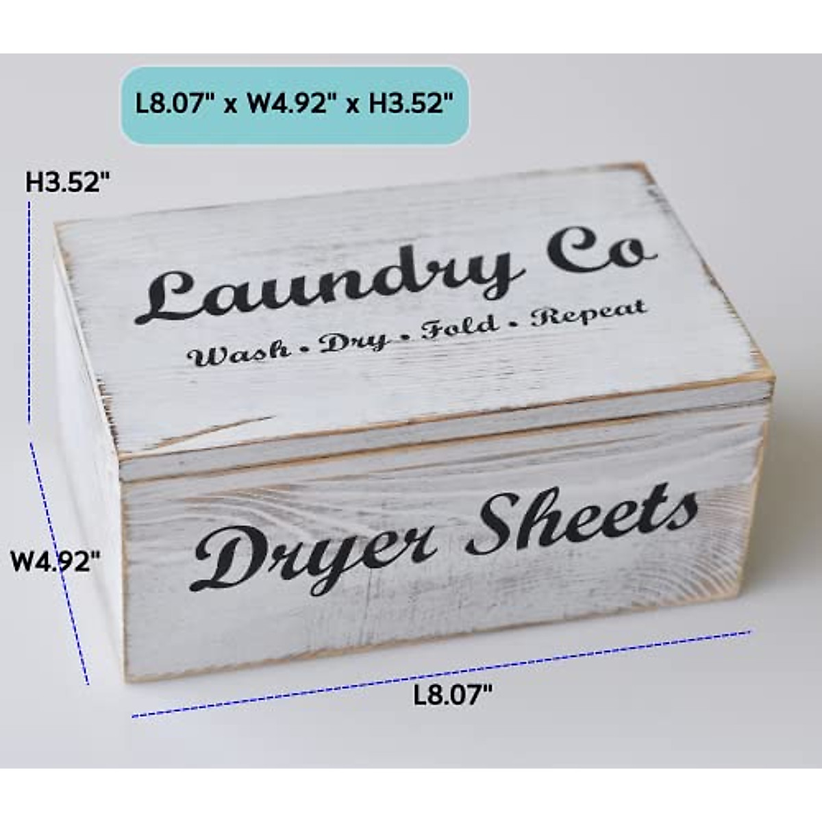 Dryer Sheet Holder For Laundry Room - Farmhouse Dryer Sheet Box With Lid, Rustic Wooden Dryer Sheets Container For Fabric Softener Sheets For Farmhouse Laundry Room Decor And Storage
