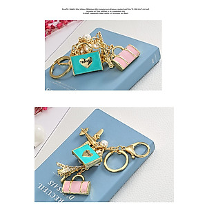 Plane Keychain - Eiffel Tower Crystal Key Ring, 1 Set Travel for Car Supplies,Gift to Women Girls,Rhinestone ations Bag Accessories (Plane), One Size