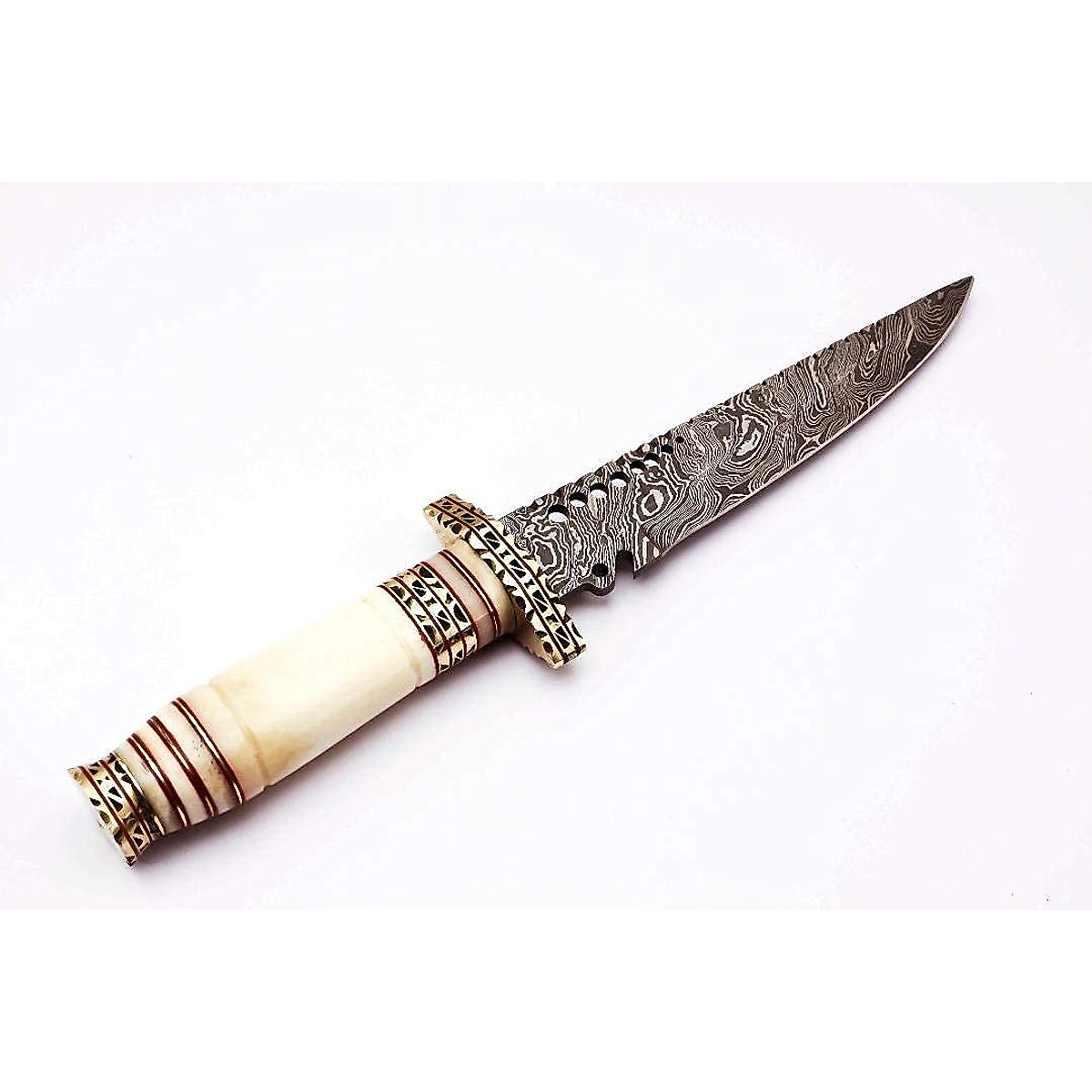 Handmade Damascus Steel Knife - Damascus Steel 14” Inches Knife - Hunting Knife - Camel Bone Brass Spicer Handle – Outdoor Camping Survival Knife - Beautiful Knife - Camel Bone Brass