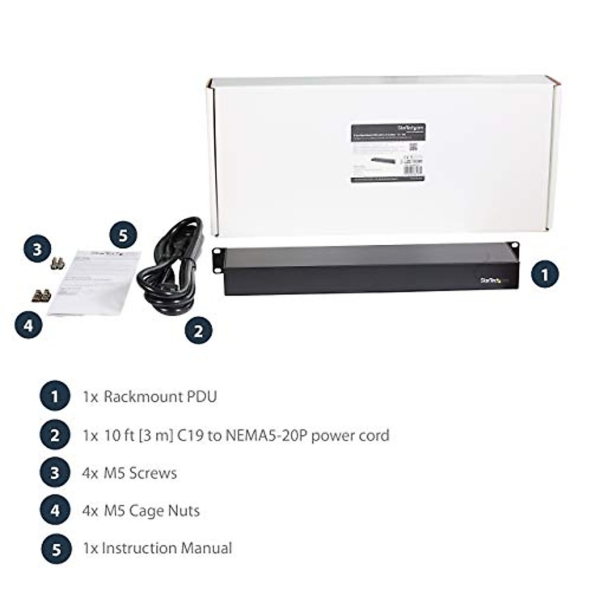 StarTech.com 1U 19 inch 8 Port Rack Mount PDU - IEC C13 Socket Rackmount Power Supply/Strip - Horizontal Server Rack Mountable PDU /Data Center Power Distribution Unit 16A 240V (PDU08C13H)