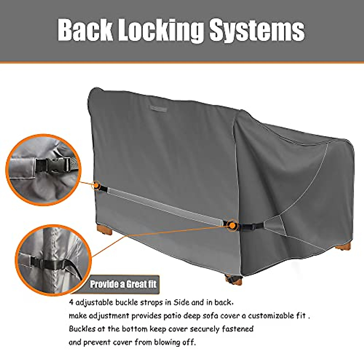 iKover Patio Couch Loveseat Cover, Heavy Duty Patio Furniture Covers, 100% Waterproof Outdoor Sofa Cover, Provide a Great Fit and All Weather Protection, (Grey,90 Inch)