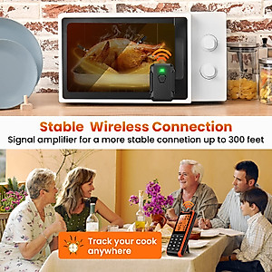 Kiydom 300FT Wireless Meat Thermometer with 2 Probes-Rechargeable, Rechargeable Digital Digital Cooking Thermometer with Alarm Function Preprogrammed Temperatures for The Oven, Kitchen, BBQ IP67