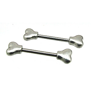 Nipple Sield Ring Dog Bone Nipple Bar Body Piercing Pair 14g 1/2