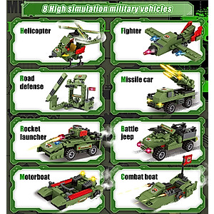 1552 PCS City Military Tank Building Blocks Set, Army Tank T-90 Toy Kit with Helicopter,Airplane, Boat,Vehicles and Storage Box,Pretend WW2 Military Roleplay Toy Birthday Gifts for Boys Girls Age 6-14