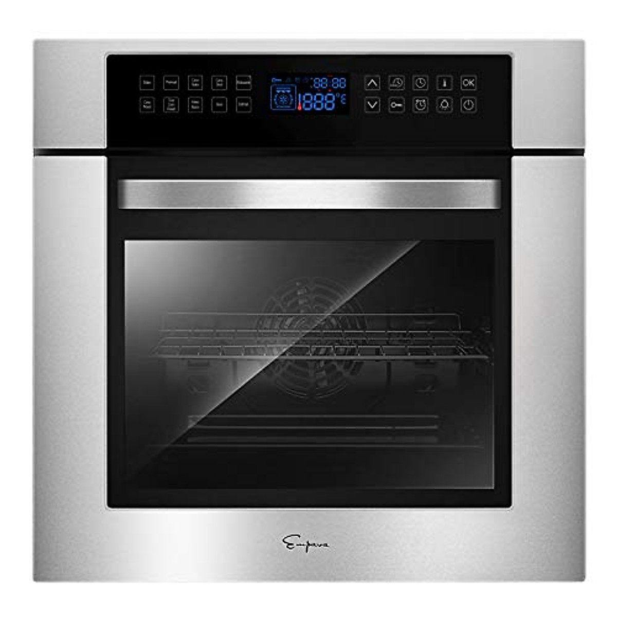 Empava 24 Inch Electric Single Wall Oven 10 Cooking Functions Deluxe 360° ROTISSERIE with Sensitive Touch Control in Stainless Steel, SC02