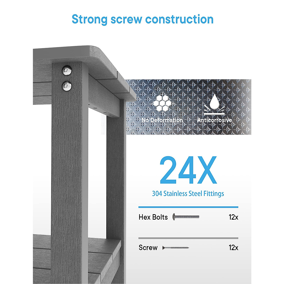 MXIMU Outside Adirondack Square Side Table, Weather Resistant Patio Table, Outdoor End Tables for Backyard, Pool, Indoor Companion, Front Porch