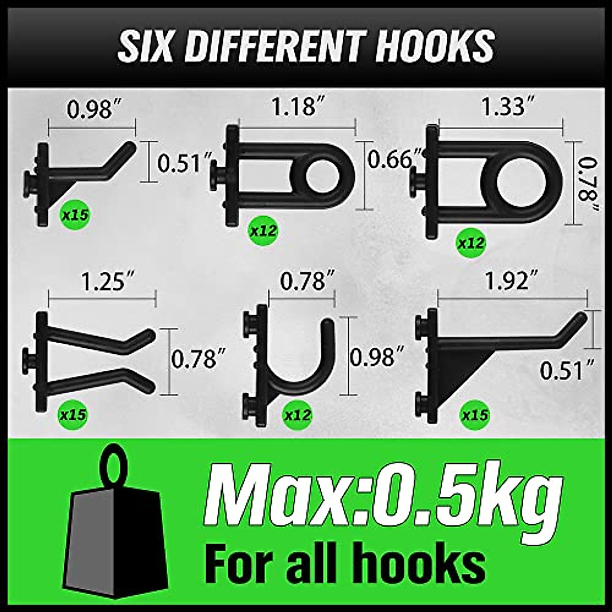 SWANLAKE 8PCS Black Plastic Pegboard Panels, 152"Wide Garage Tool Pegboard