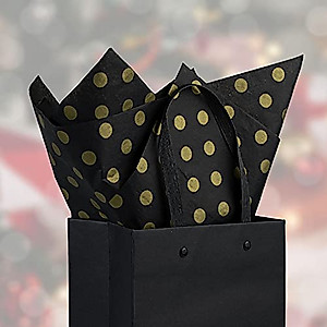 MR FIVE 30 Sheets Black Gold Polka Dot Tissue Paper Bulk,20" x 28",Gift Wrapping Tissue Paper,Black Tissue Paper for Gift Bags,DIY and Crafts,Wrapping Paper for Graduation,Birthday,Holiday