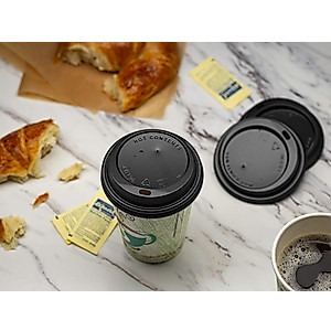 PaperMade Black Disposable Coffee Cup Lids (1000 Lids) - Resealable Dome Lids For Hot Or Cold Beverage Cups, 1 Case Fits Most 10 oz, 12oz, 16oz, 20oz Cups | Perfect For Travel, Coffee Shops & Take Out