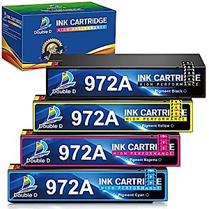 DOUBLE D (Upgraded Chip Compatible Ink Cartridge Replacement for HP 972 972A for HP PageWide 377dw, PageWide Pro 477dw 477dn 577dw 577z 452dn 452dw 552dw P55250dw P57750dw, 4PACK