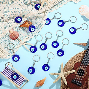 Inbagi 50 Pcs Turkish Blue Evil Eye Keychains Charms Decor Pendants Crafting Glass Keychain with Keyring Hanging Ornament Blessing Jewelry Accessories Amulet for Good Luck