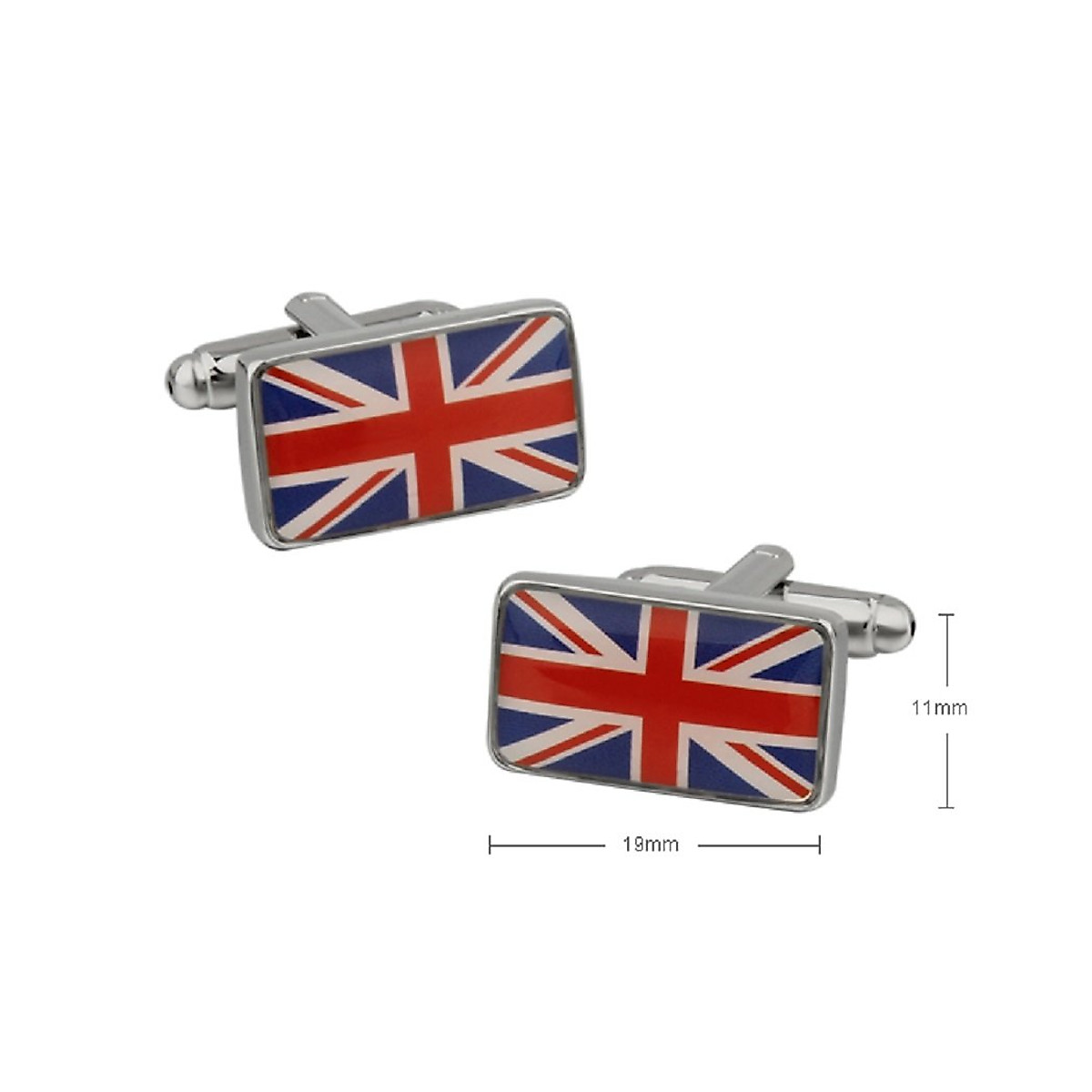 MRCUFF United Kingdom Flag Great Britain Union Jack British Pair Cufflinks in a Presentation Gift Box & Polishing Cloth