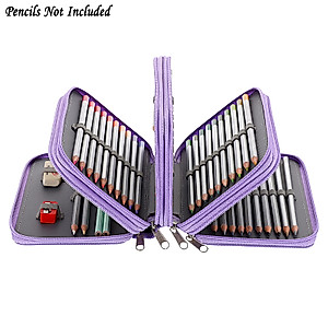 BTSKY® Handy Wearable Oxford Colored Pencil Case 72 Slots Pencil Organizer (Purple)