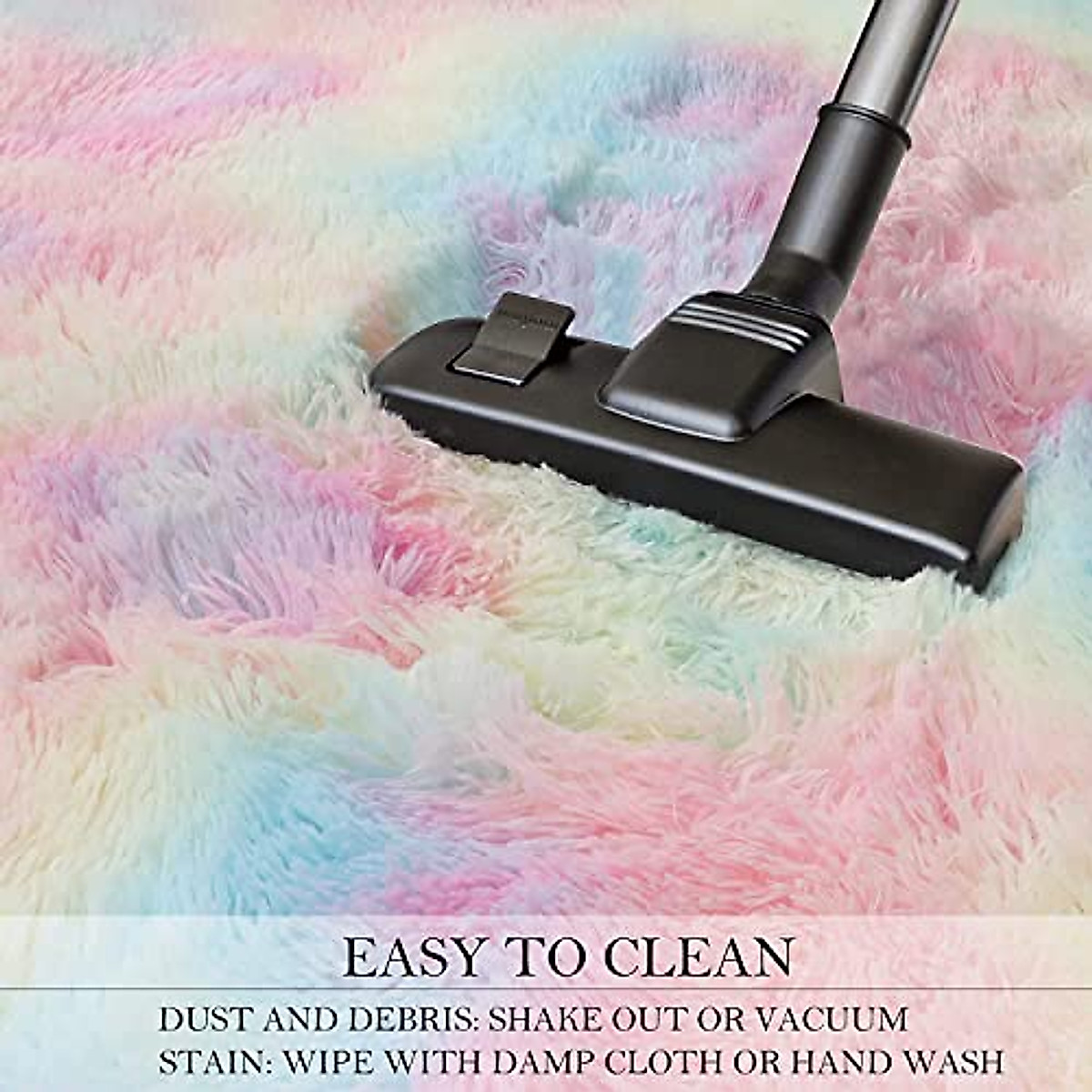 Rukman Super Soft Colorful Furry Indoor Modern Plush Area Rugs 5x8 Feet Fluffy Furry Living Room Carpets for Home Decor Children Bedroom Washable Non - Slip (Non - Skid) Nursery Rug Rainbow Color
