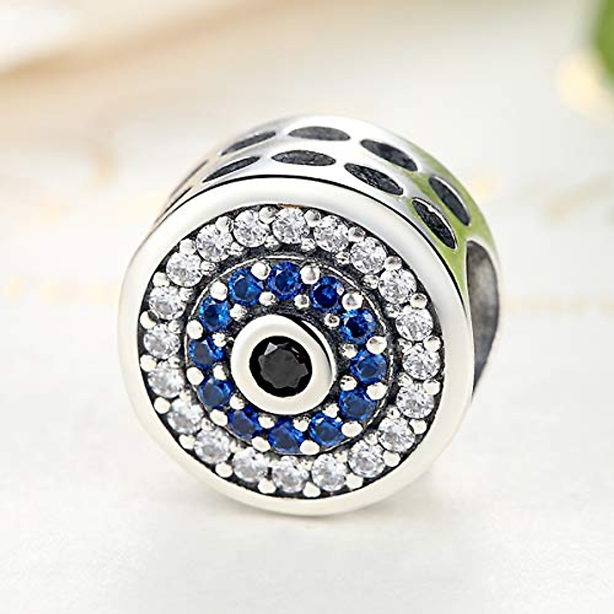 MEITAIHE Evil Eye Charms Authentic 925 Sterling Silver Fit Pandora Charms Bracelets,Blue Eyes Hand Beads Home Family Heart Love Spacer Charms Beads for Bracelet or Necklace