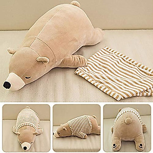 MMTTAO Stuffed Polar Bear Animal Plush Toy 20 Inch Large Brown Sleeping Bear Animal Stuff Soft Plushies Cute Dolls Collection Huggable Throw Pillow Cushion Gifts for Kids Children Boys Girls, 20Inches