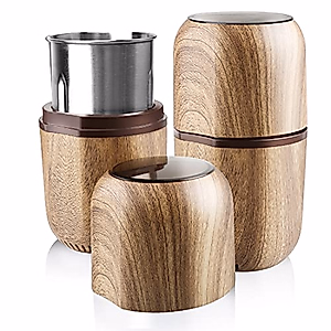 COOL KNIGHT Herb Grinder [large capacity/fast/Electric ]-Spice Herb Coffee Grinder with Pollen Catcher/- 7.5" (Wood grain)