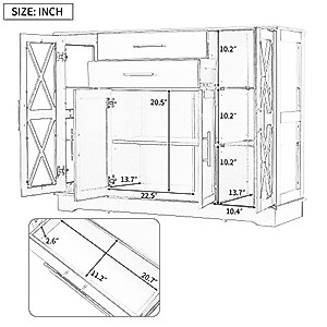 P PURLOVE Sideboard Buffet Server Storage Cabinet with Drawer Curio Bar Cabinet with Cabinet and Shelf for Kitchen Dining Room Furniture