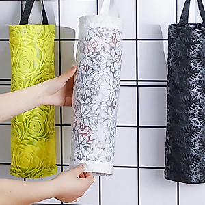 DCQRY 3Pack Plastic Bag Holder, Wall Mount Grocery Bag Holder with 10Hooks, Mesh Hanging Storage Organizer, Shopping Bag Storage Dispenser Trash Bag Holder for Home Kitchen