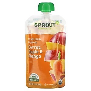 Sprout Organic Fruit & Veggie Blend Carrot Apple Mango, 3.5 Oz Pouch