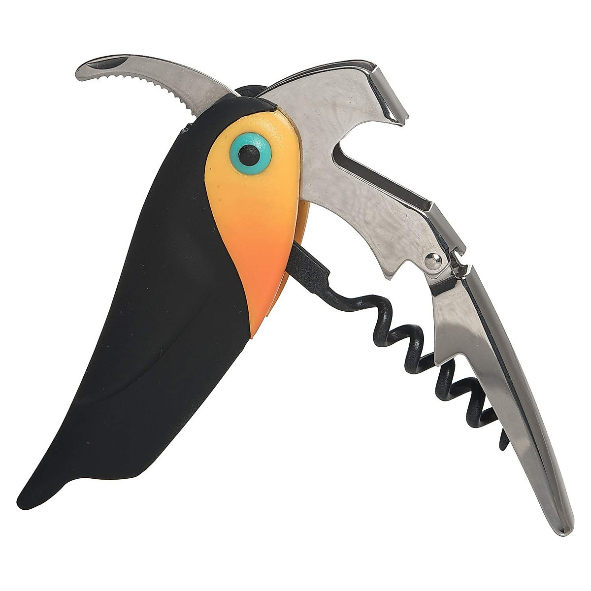 Beachcombers 4" Steel Toucan Waiters Corkscrew Yellow
