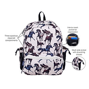 Wildkin 17 Inch Kids Backpack for Boys & Girls, Features Three Zippered Compartment with Interior & Side Pockets Backpacks, Perfect for School & Travel Backpack for Kids (Horse Dreams)
