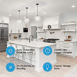 Vintage LED Dimmable Edison Light Bulbs 100W Incandescent Equivalent, 8W 1200Lumens, E26 Base LED Filament Bulb, 5000K Daylight White, ST64/ST21 Antique Clear Glass for Home, Reading, Bathroom, 4-Pack