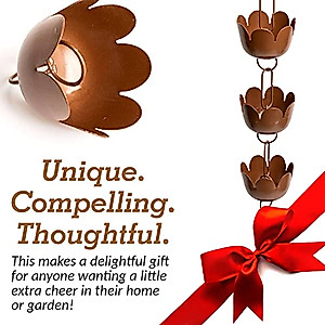 Happy Gardens Copper Flower Rain Chain - Lily Cup Simulated Copper Rain Chains for Downspouts