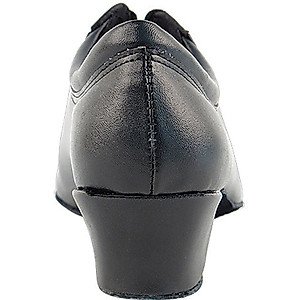 Women's Ballroom Dance Shoes Salsa Latin Practice Dance Shoes Black Leather 2601EB Comfortable - Very Fine 1.5" Heel 8 M US [Bundle of 5]