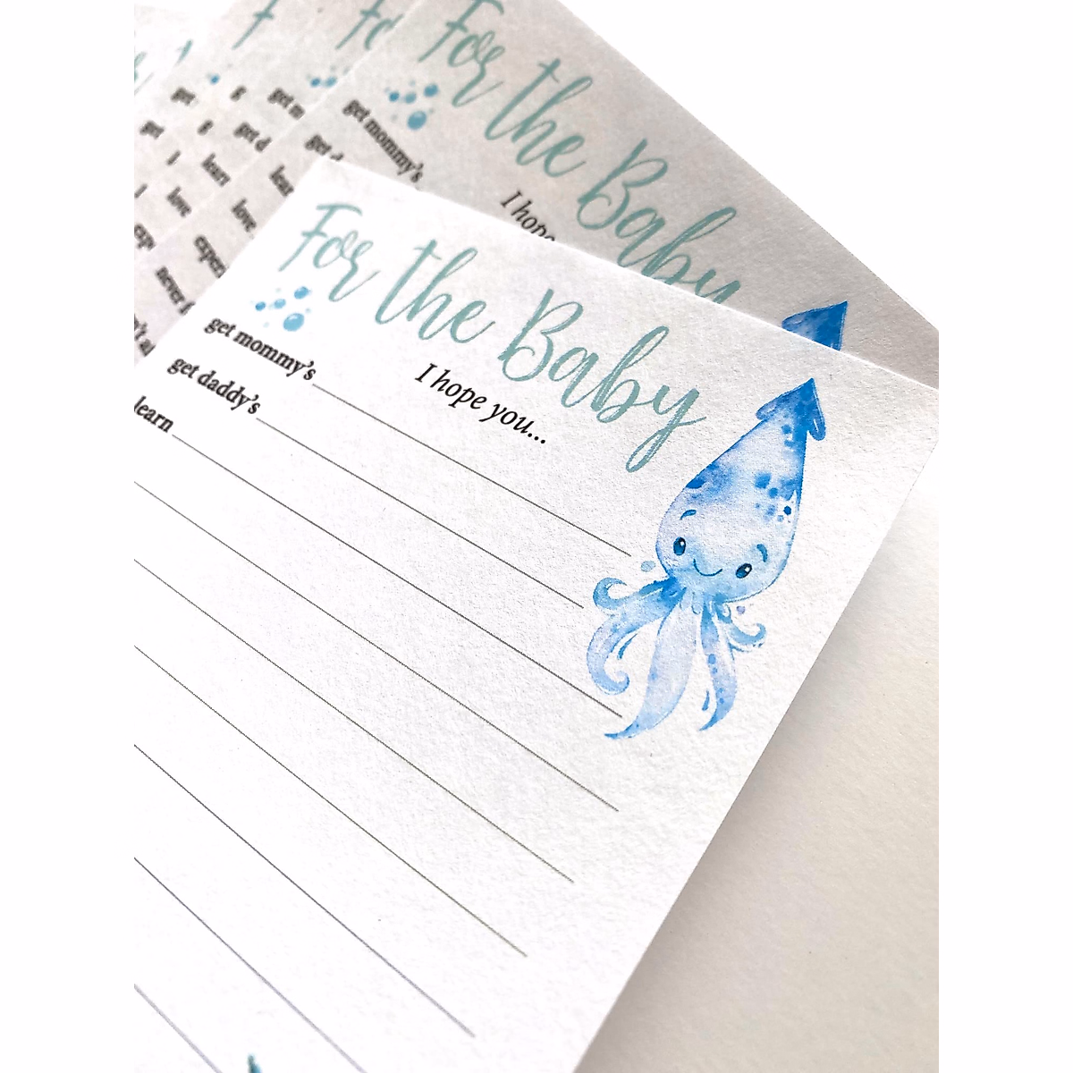 Baby Shower Advice Sea Animals (40 Pack) Guest Wishes for Baby, Boy Girl Gender Neutral, Ocean Life Theme Wisdom Prediction Keepsake Notepaper (4x6 Soft Cotton Stationery Prints)