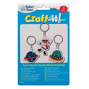 Baker Ross Ltd Solar System Super Shrink Keyrings, Arts and crafts for Kids (Pack of 8)