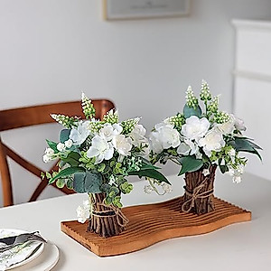 YXZZWL 12" Fake Potted Plants Mini Artificial Eucalyptus Small Faux Plants with White Flowers for Home Office Farmhouse Bathroom Dining Table Centerpiece Decorations Coffee Table Decor Indoor