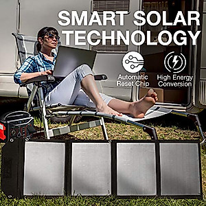 Tenergy Foldable 60W Solar Panel Charger for Camping Power Supply, Portable Power Chargers, and Power Packs, Outputs Includes DC, USB-C, and 2X USB-A Ports